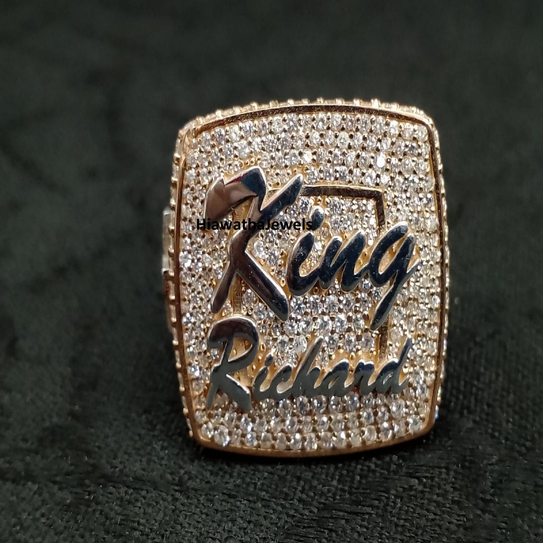 Buy Pinky Ring Custom Letter Name Ring Real Moissanite Diamond Ring ...