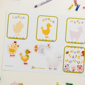 Kids Montessori English Flash Cards - Farm Animals. Early Learning ...