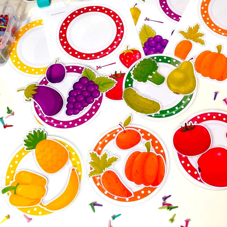 Kindergarten Worksheets Printable - Colorful Plates. Sorting Games ...