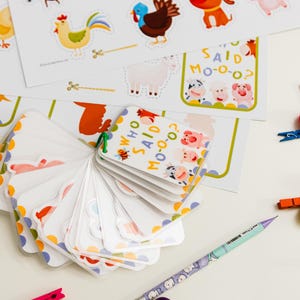 Kids Montessori English Flash Cards - Farm Animals. Early Learning ...