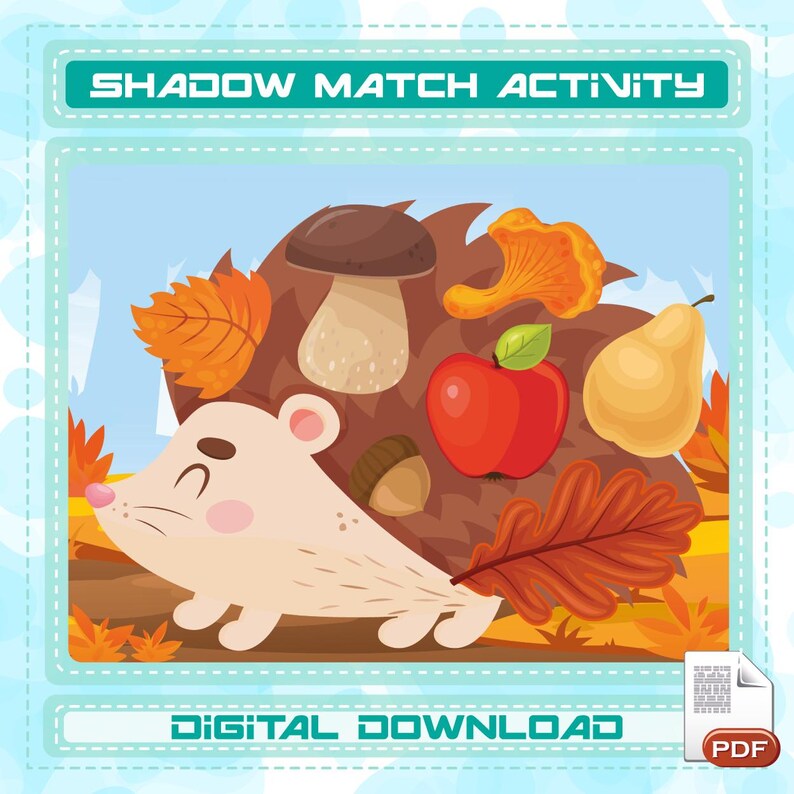 Shadows Matching Worksheets - HEDGEHOG. Busy Book Printable Page for ...