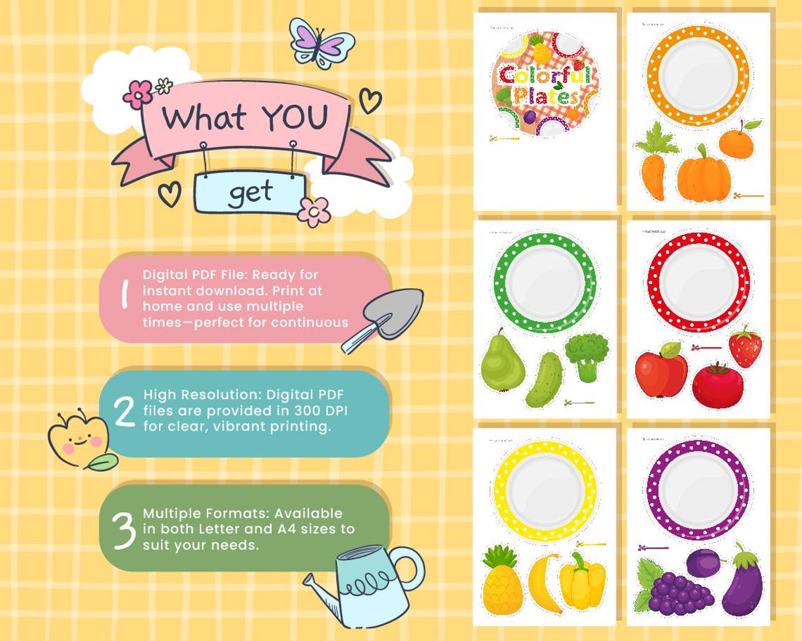 Kindergarten Worksheets Printable - Colorful Plates. Sorting Games ...