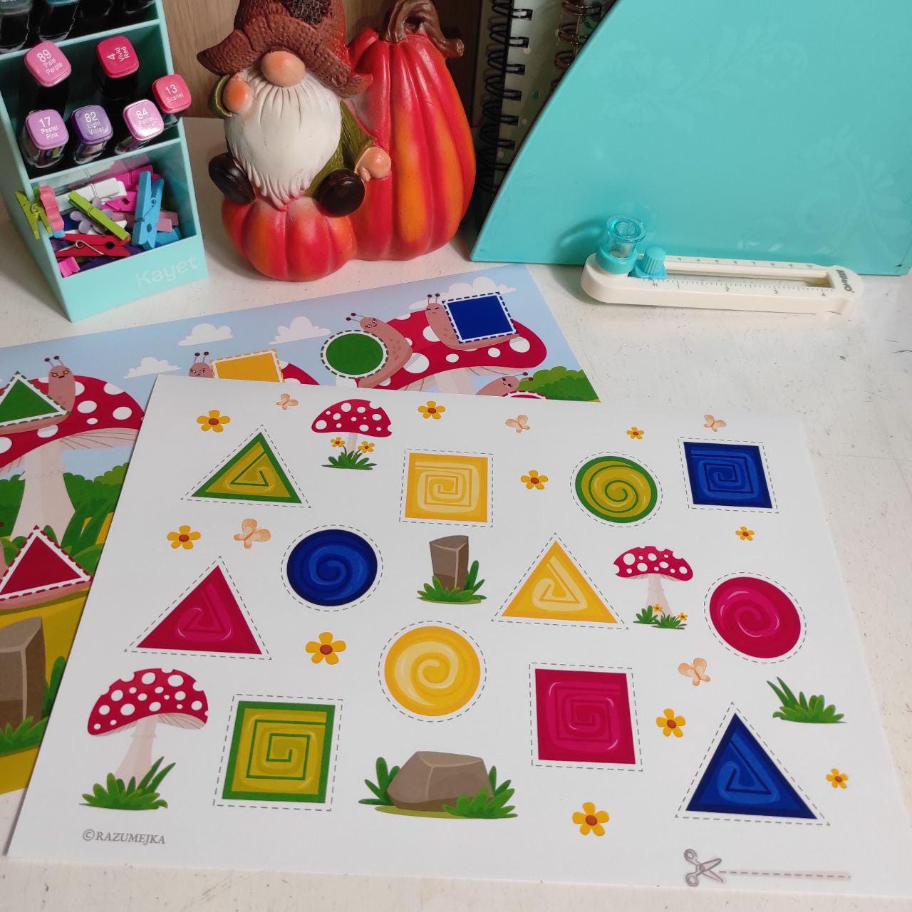 Shapes and Colors Learning Game: Snail Matching Activity (PDF Pattern ...