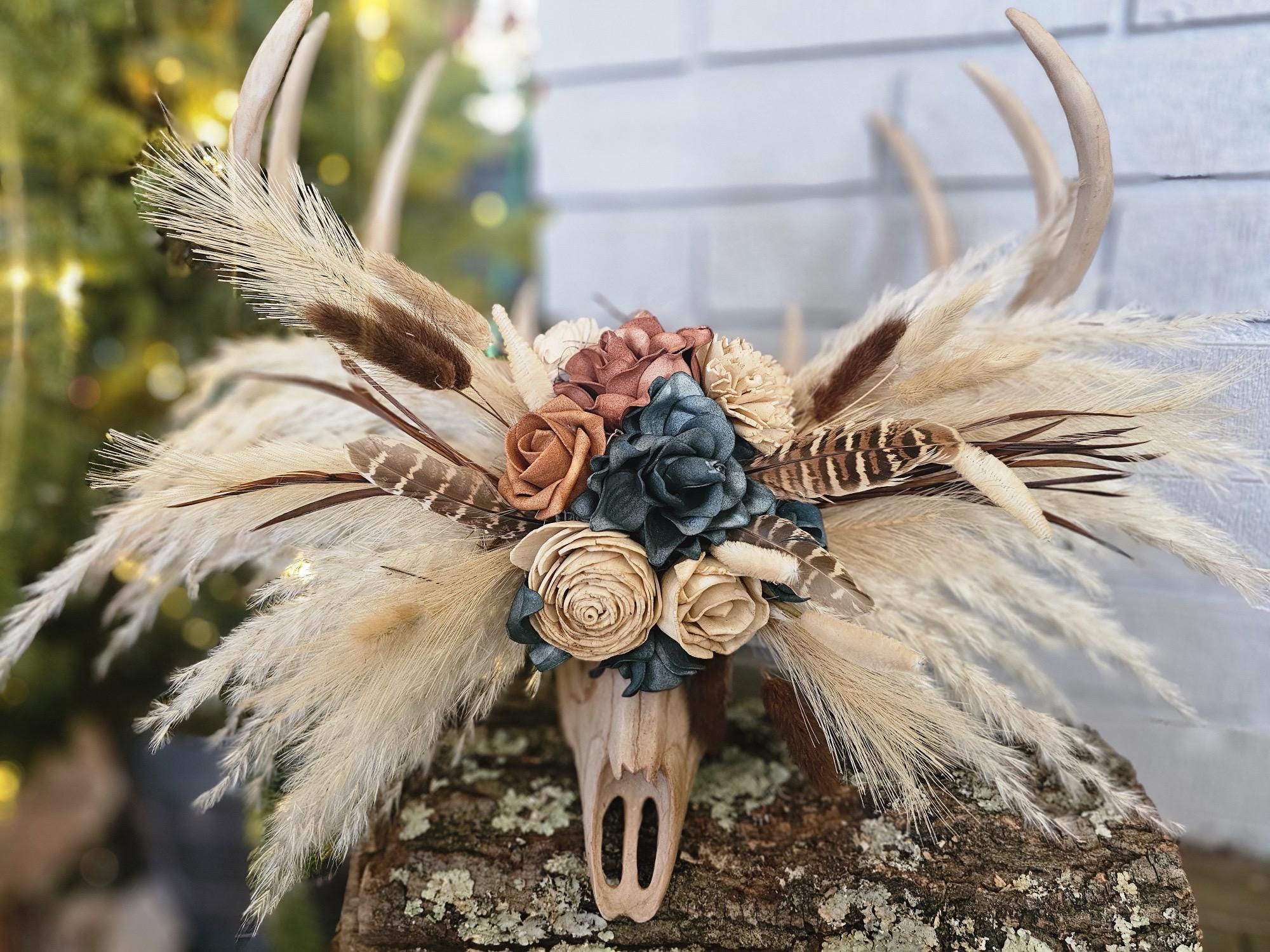 Small Custom Floral Resin Deer Skull, Farmhouse Decor, Home Decor ...