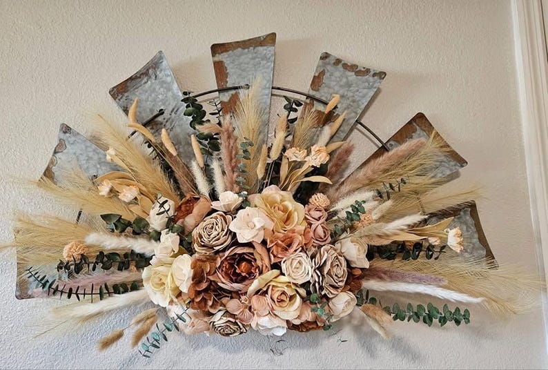 Custom Floral Windmill, Hanging Flower Arrangement, Artificial Flowers ...