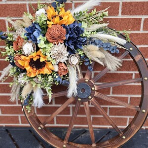 Custom Floral Wagon Wheel, Hanging Farmhouse Decor, Home Decor, Flower ...