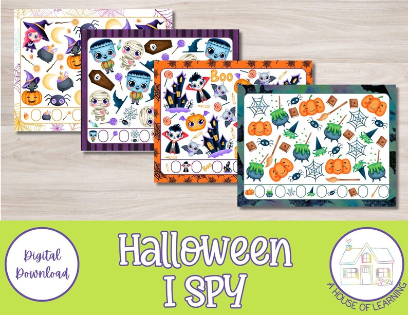 Halloween I SPY Worksheet Learning Game Busy Book File Folder Game ...