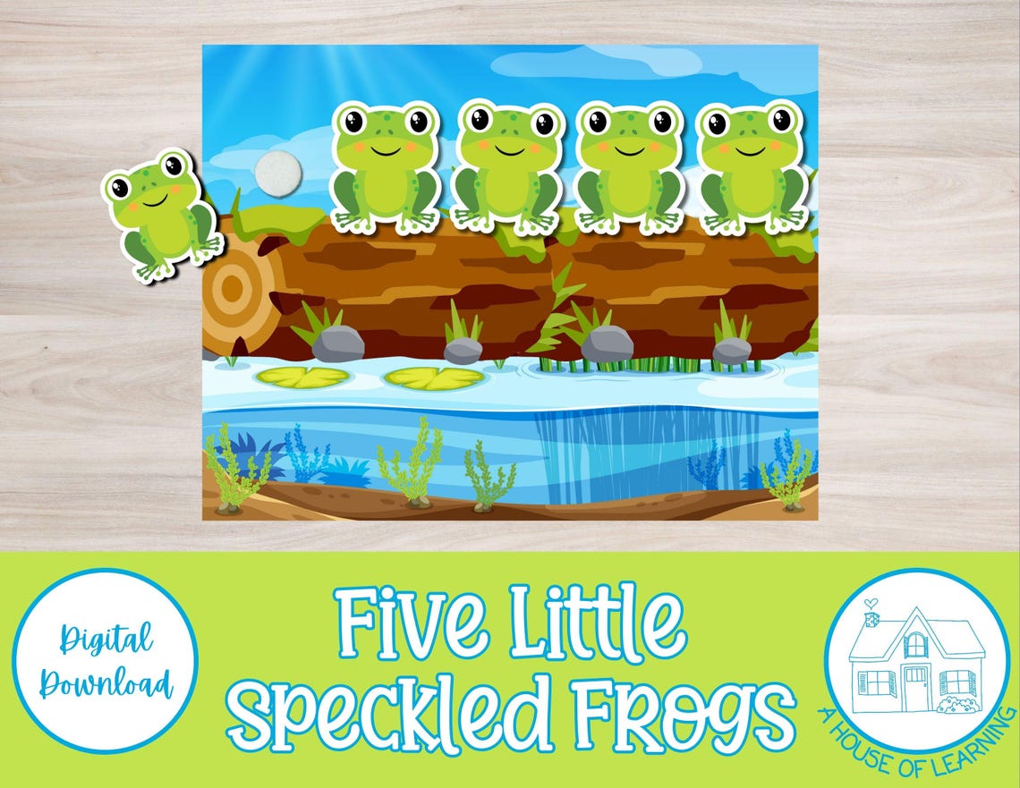 Five Little Speckled Frogs | Nursery Rhyme | Learning Game | Busy Book ...