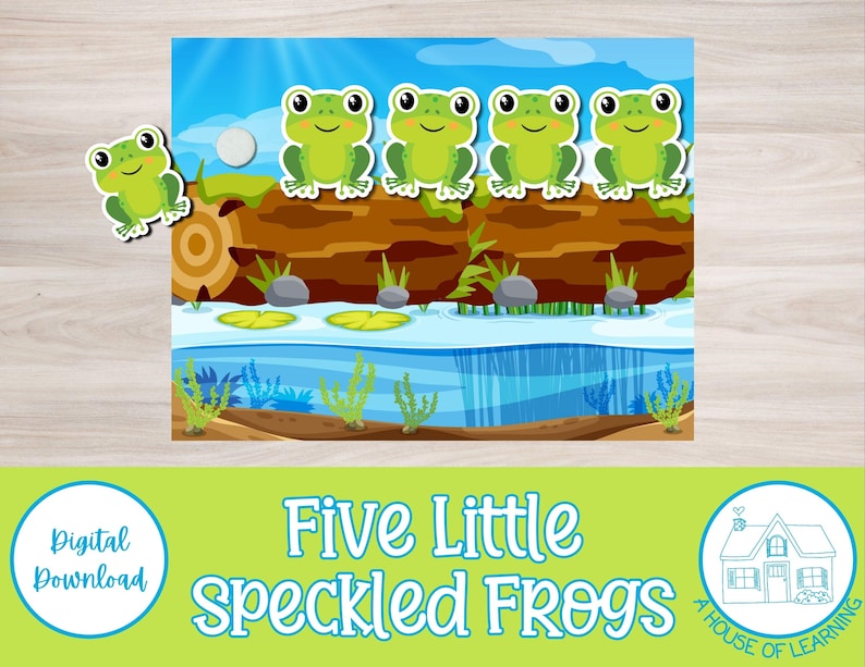 Five Little Speckled Frogs | Nursery Rhyme | Learning Game | Busy Book ...