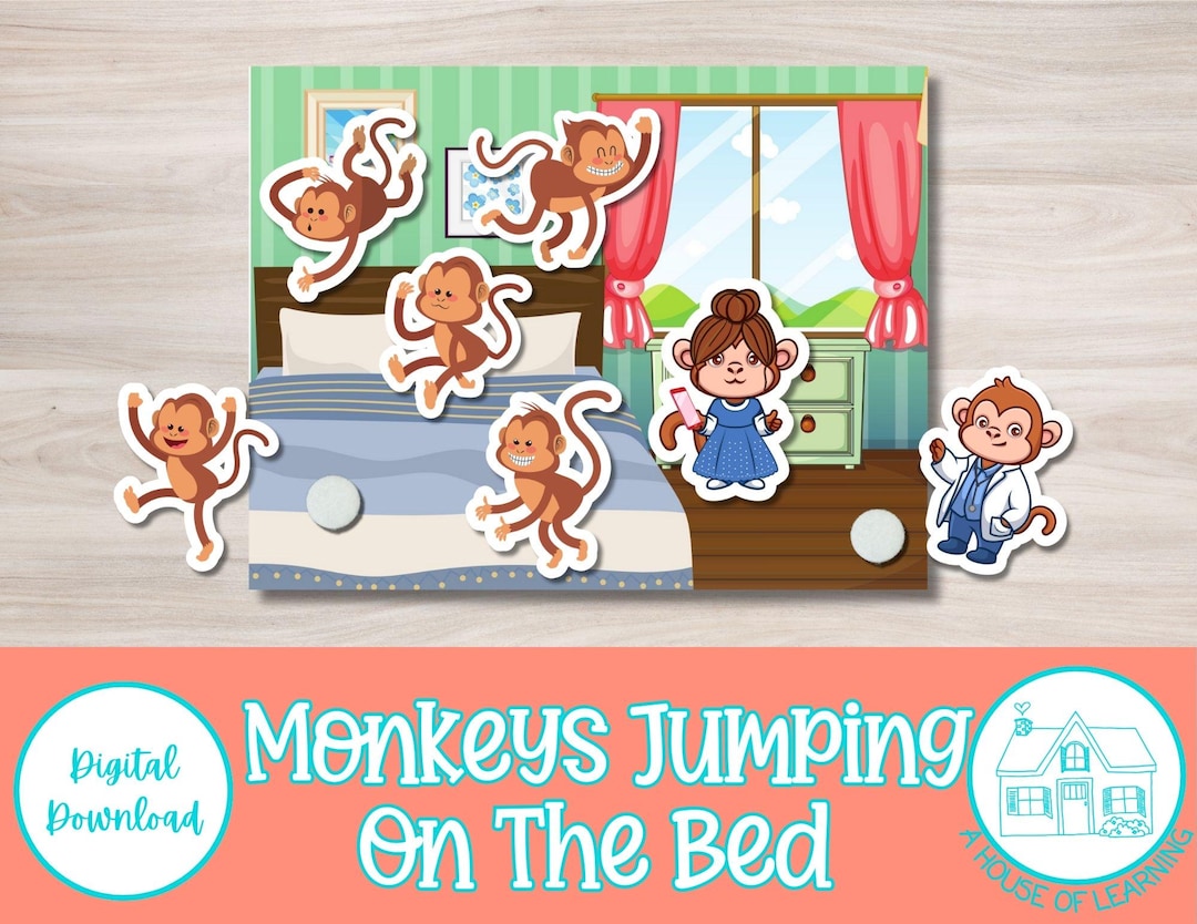 Five Little Monkeys Jumping on the Bed | Nursery Rhyme | Learning Game ...