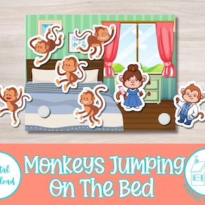 Five Little Monkeys Jumping on the Bed | Nursery Rhyme | Learning Game ...