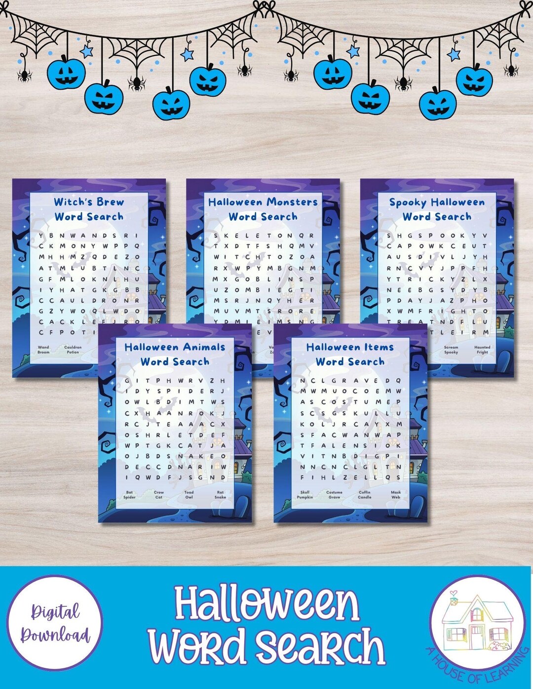 Halloween Word Search Bundle | Learning Game | Busy Book | File Folder ...