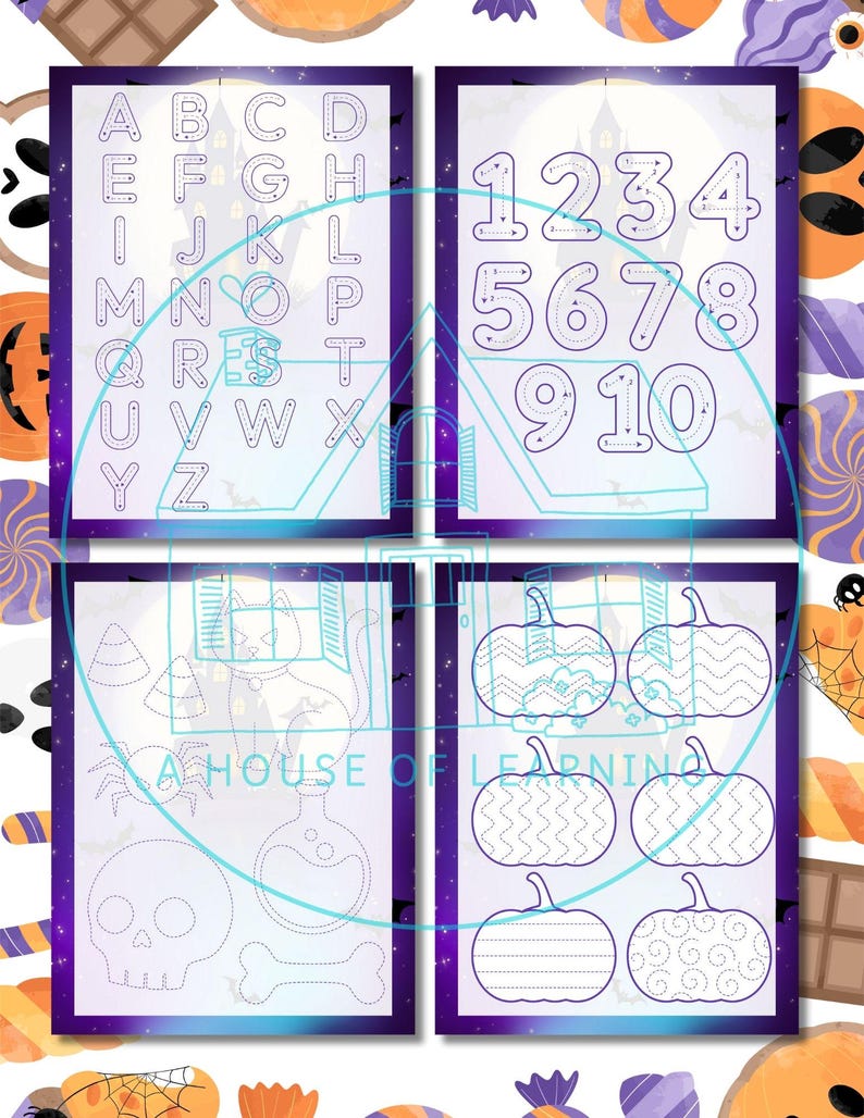 Halloween Tracing Worksheets | Learning Game | Busy Book | File Folder ...