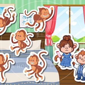 Five Little Monkeys Jumping on the Bed | Nursery Rhyme | Learning Game ...