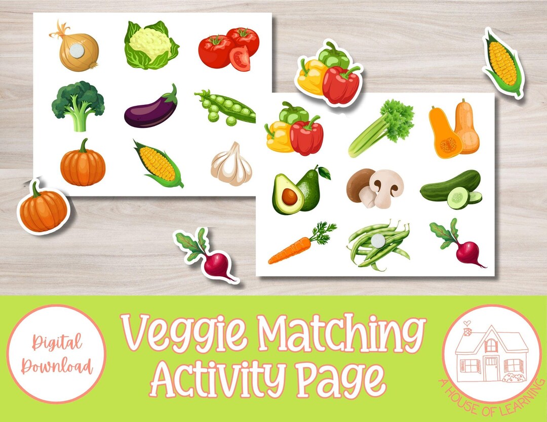 Vegetable Matching | Learning Game | Busy Book | File Folder Game ...