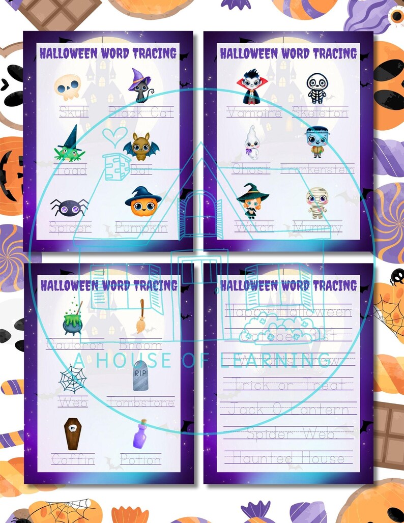 Halloween Tracing Worksheets | Learning Game | Busy Book | File Folder ...