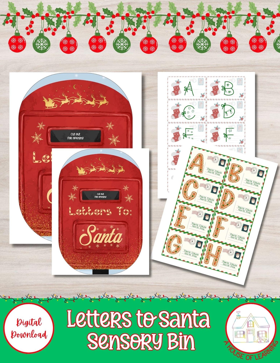 Letters to Santa Sensory Bin | FLISAT Insert | Christmas Sensory Bin ...