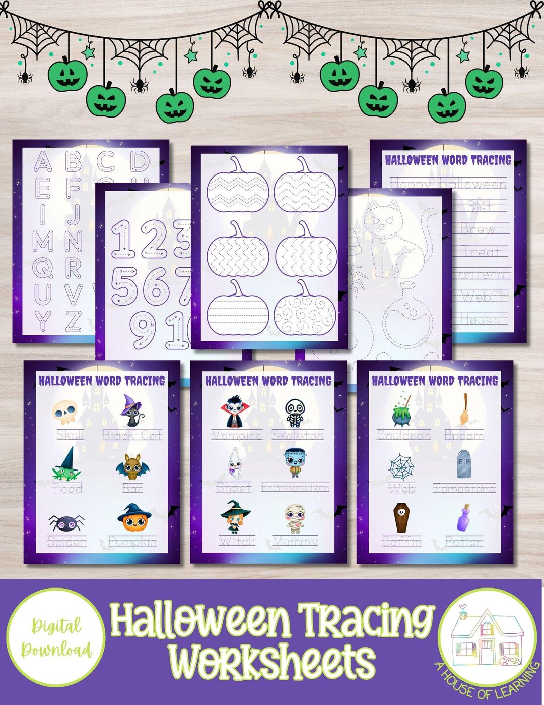Halloween Tracing Worksheets | Learning Game | Busy Book | File Folder ...