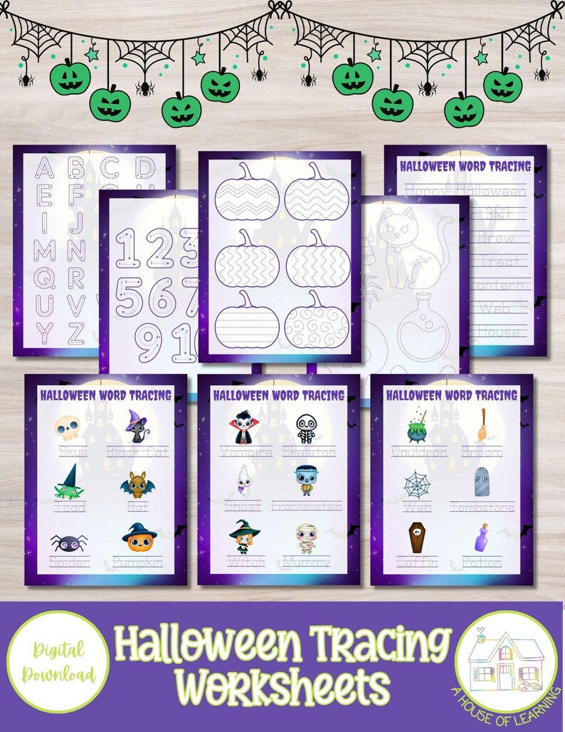Halloween Tracing Worksheets | Learning Game | Busy Book | File Folder ...