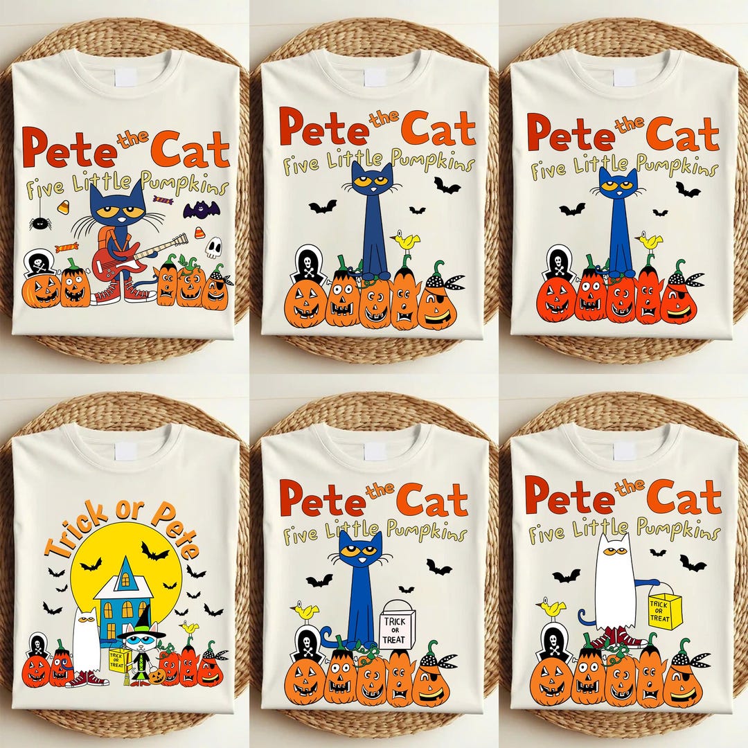 Pete the Cat Five Little Pumpkin Shirt Design, Pete the Cat Halloween ...