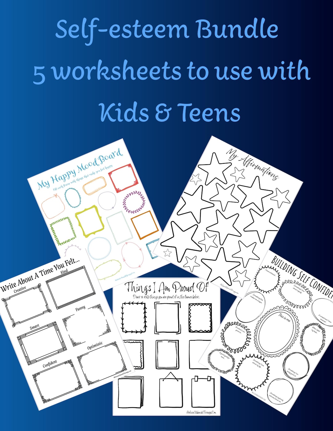 Self-esteem Bundle-therapy Worksheets to Use With Kids and Teens. - Etsy