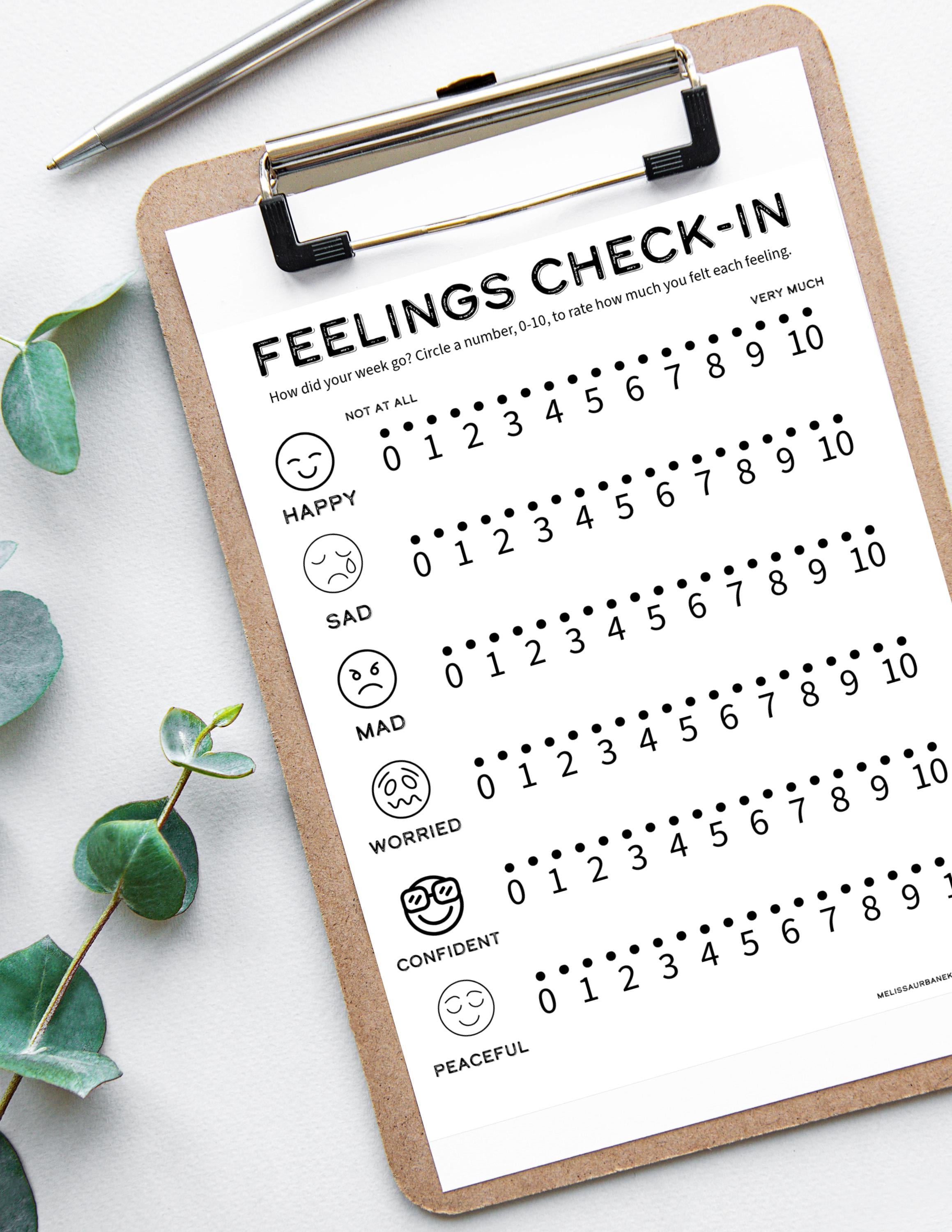 Feelings Check-in, Emotion Worksheet, Play Therapy Worksheet, Social ...