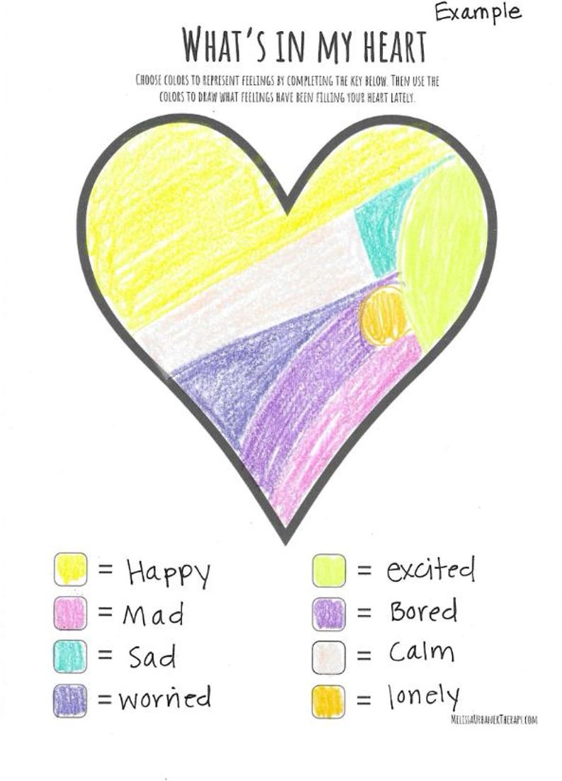 Feelings Exercise Worksheet: "what's in My Heart" Play Therapy (digital ...