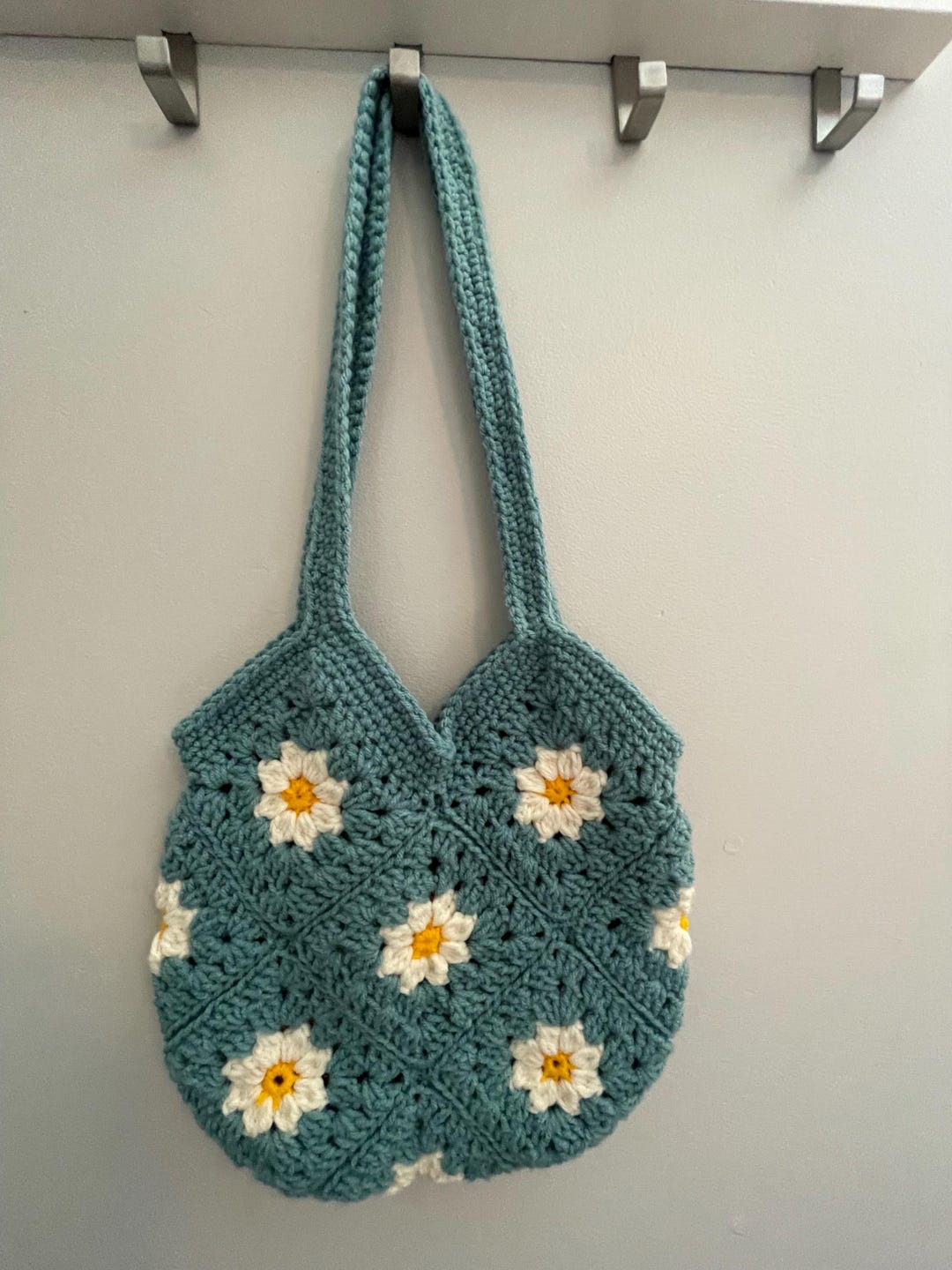 Daisy Granny Square Bag. Handmade Crochet Bag With Daisy Flower Squares ...