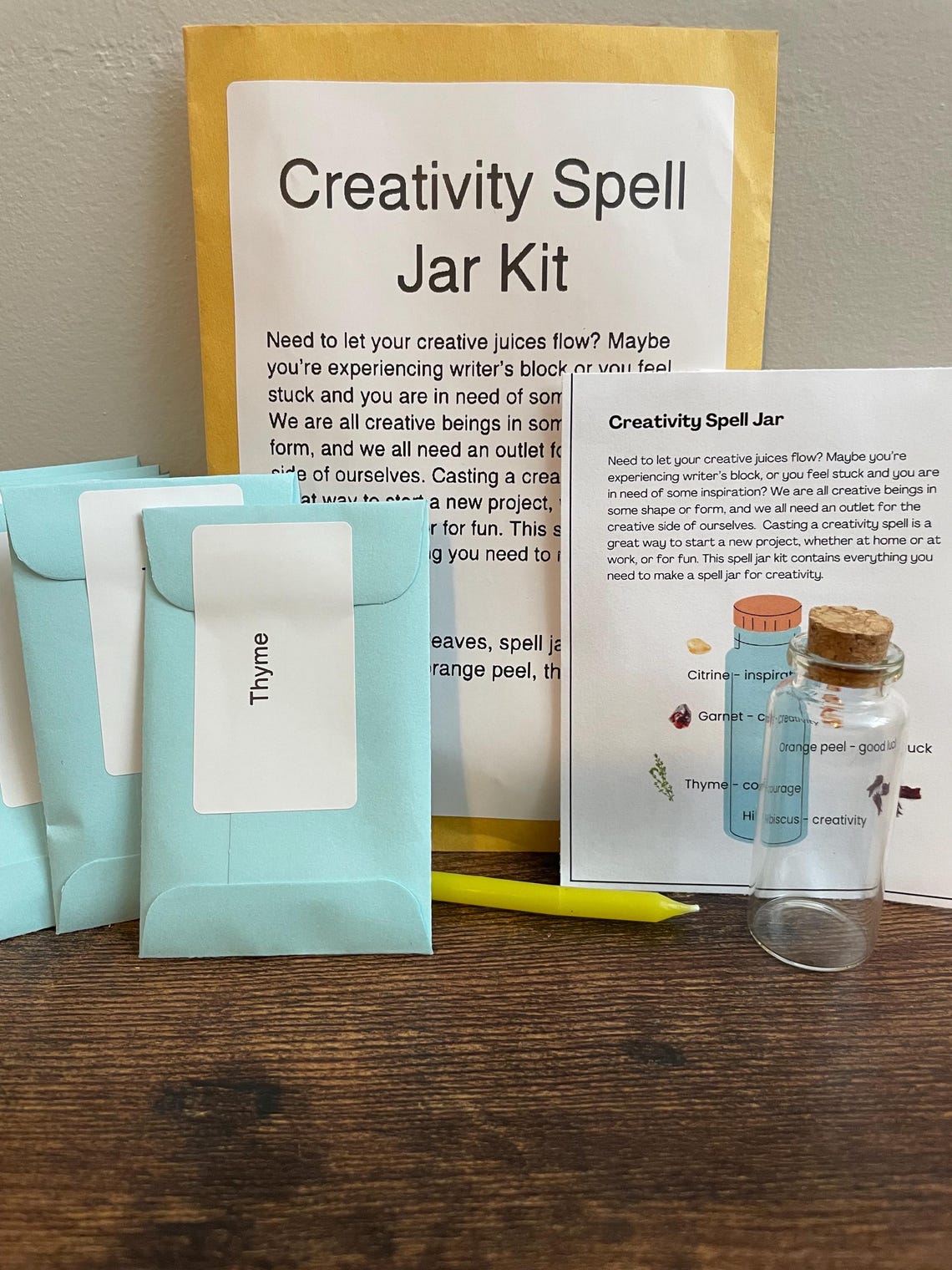 Spell Jar Kit for Creativity - Includes All Required Herbs and Crystals ...