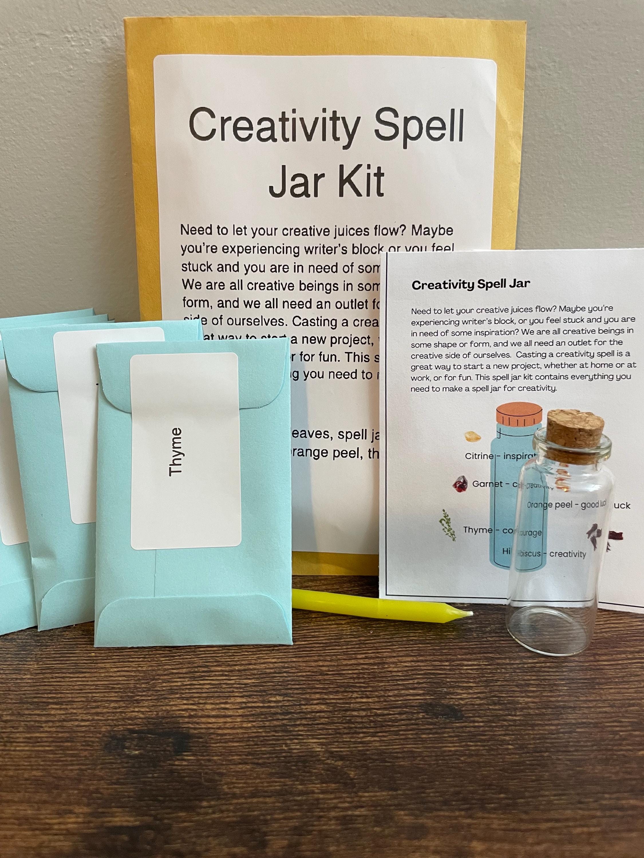 Spell Jar Kit for Creativity - Includes All Required Herbs and Crystals ...