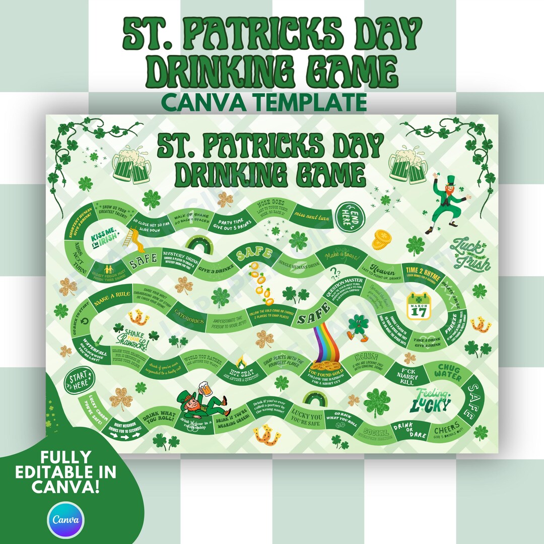 Custom Board Game Canva Template: St. Patrick's Day Party (digital ...