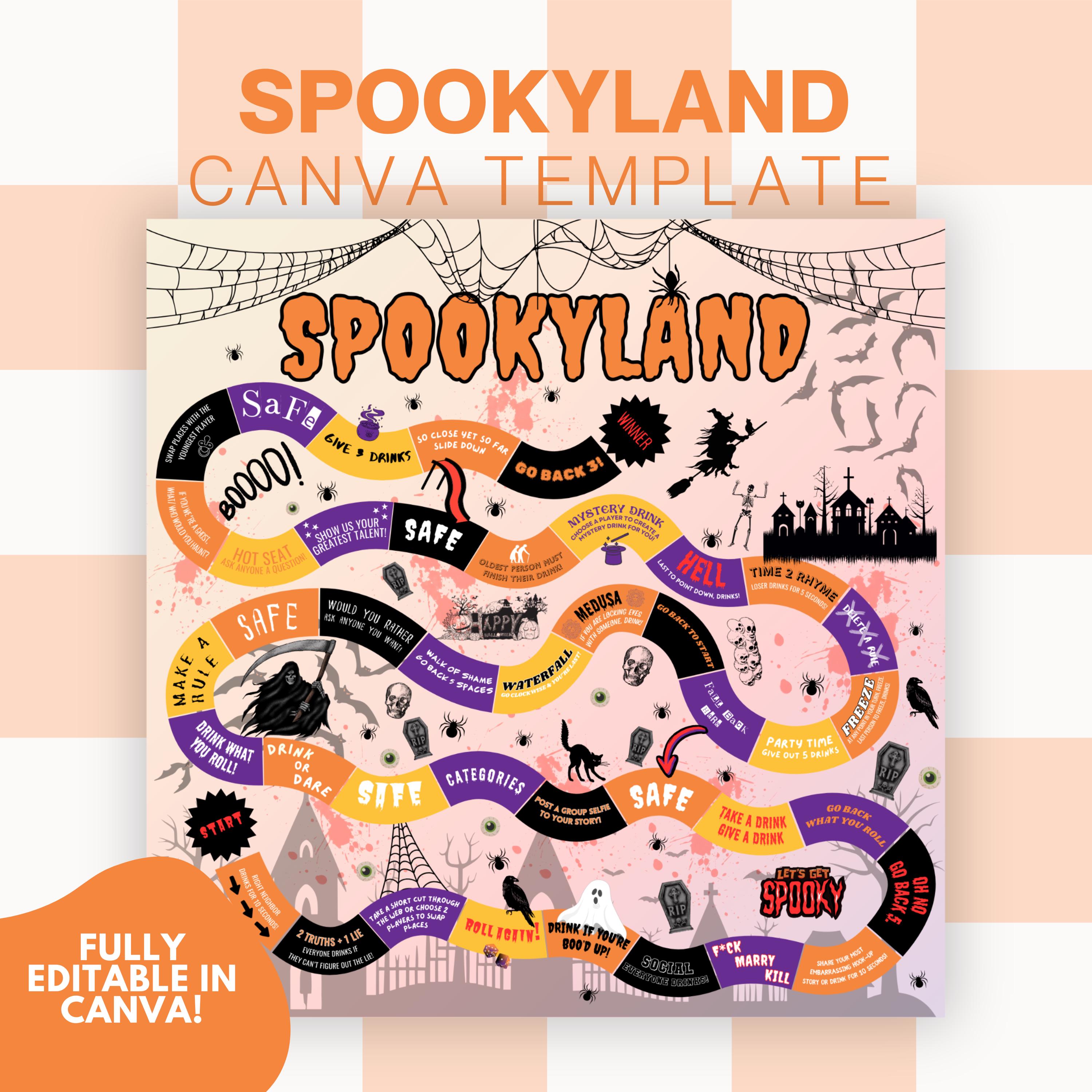 Custom Halloween Board Game TEMPLATE | Spooky Drinking Board Game - Etsy