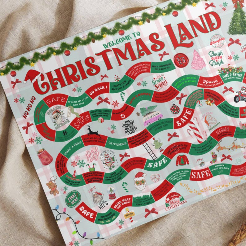 Christmas Land Drinking Board Game: Holiday Party Vinyl Poster - Etsy
