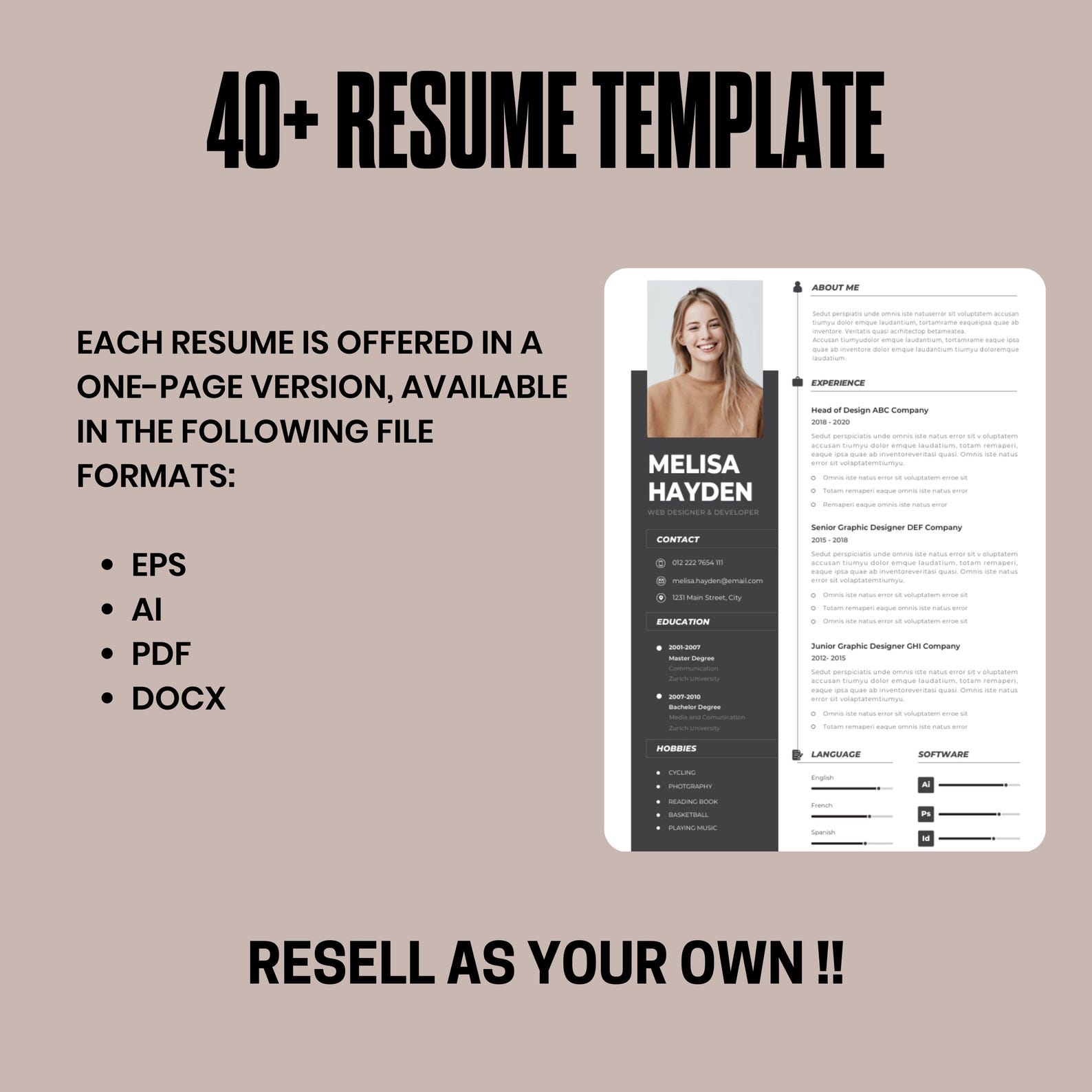 40+ Professional Resume Template for MS Word, Mac Pages, Google Docs ...