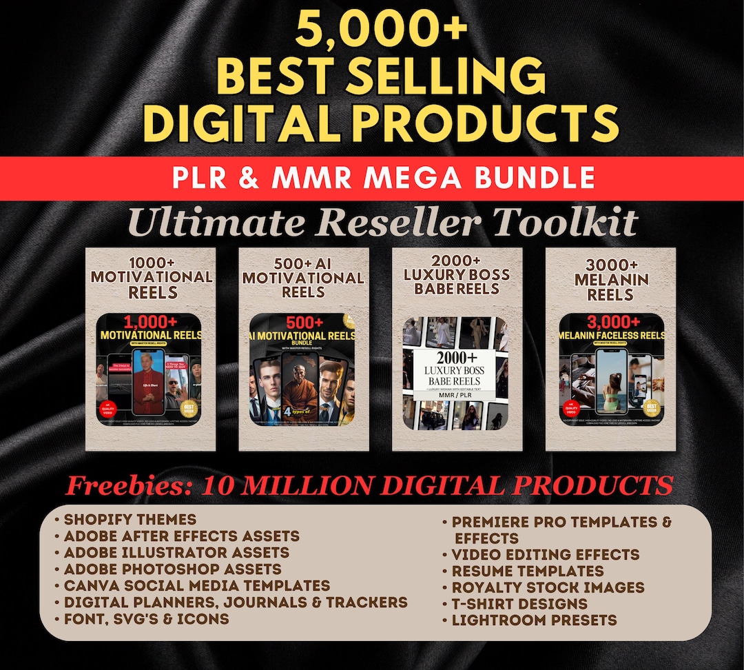5000+ PLR Digital Products Bundle, Master Resell Rights, Faceless Marketing, Faceless Reels ...
