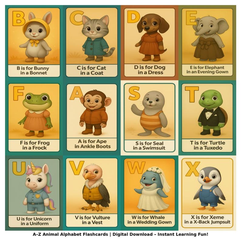Animal Alphabet Flashcards A–Z - Full Printable ABC Set for Preschool ...