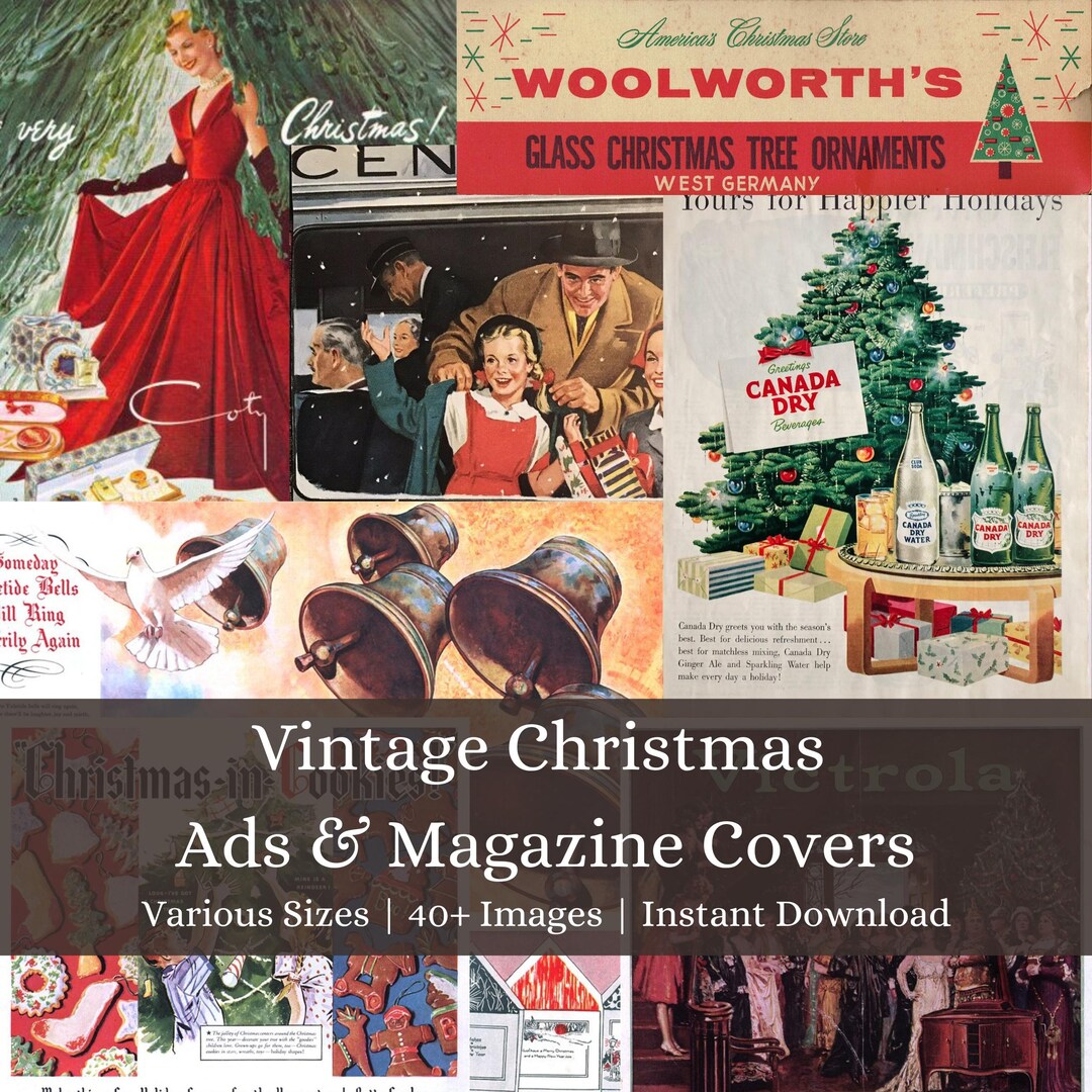 Vintage Christmas Ads, Magazine Ephemera: Retro Holiday Illustrations ...