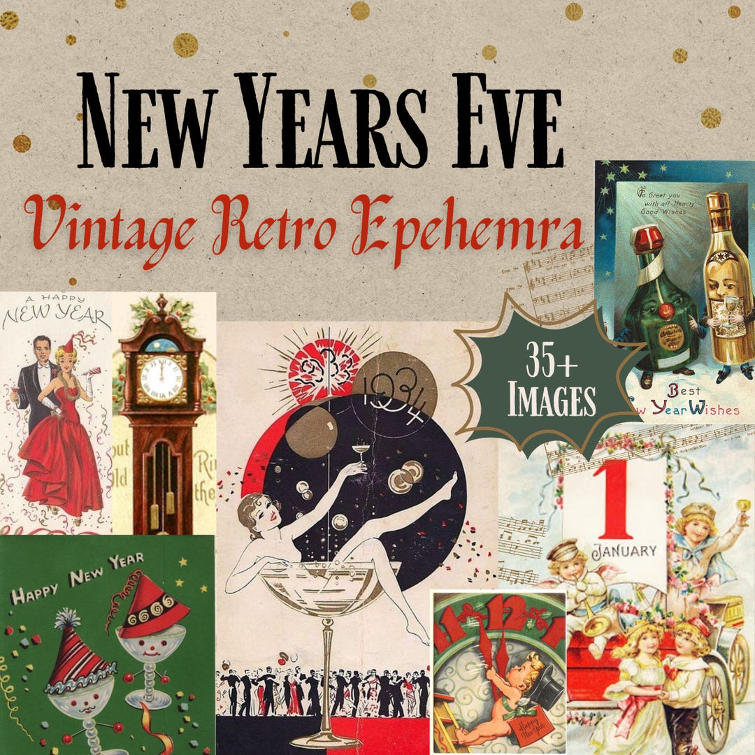 Vintage New Year Clip Art & Digital Ephemera | Retro Holiday Postcards ...