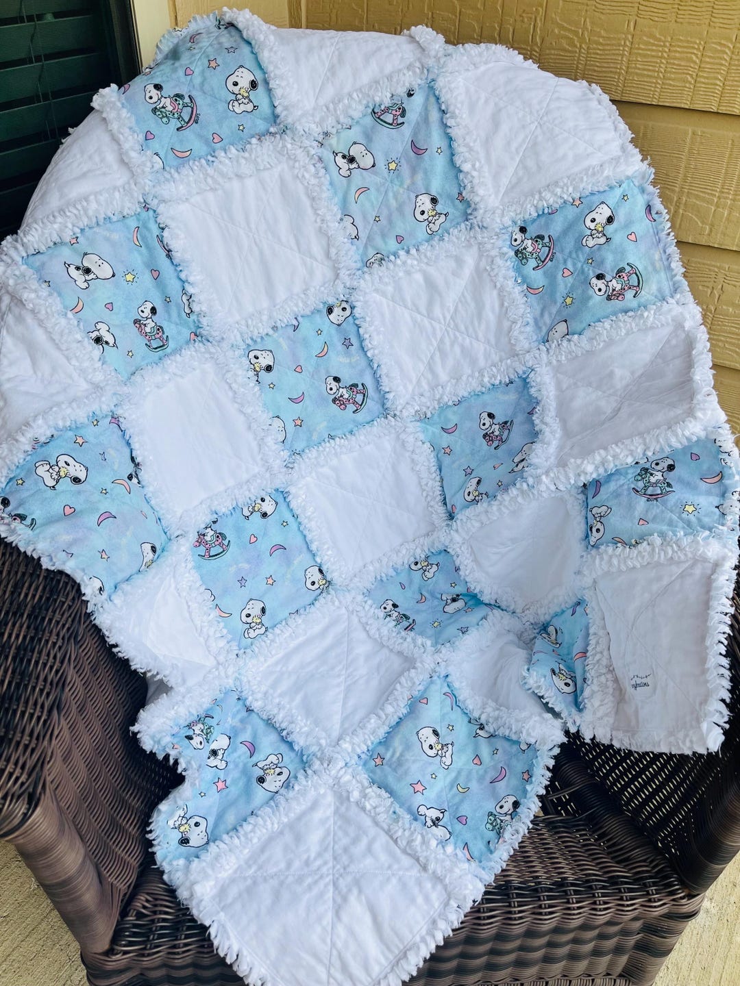 Snoopy Baby Rag Quilt/blanket - Etsy