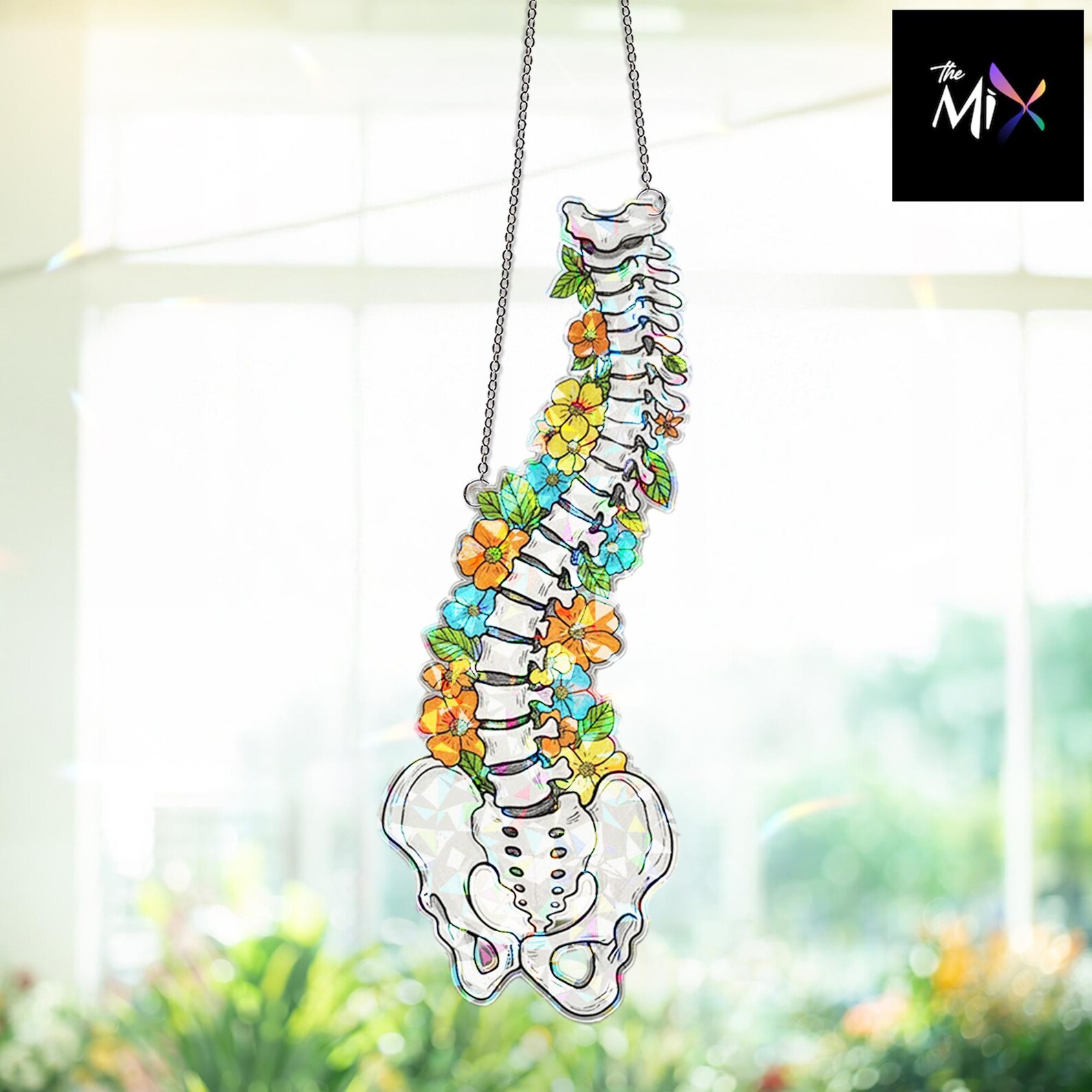 Floral Spine Hologram Acrylic Suncatcher, Anatomy Decor - Etsy