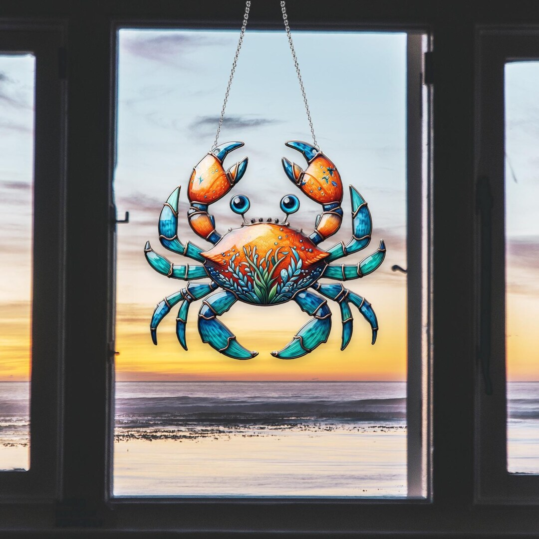 Sea Crab Acrylic Window Hangings, Crab Window Decor, Gift for Crab ...