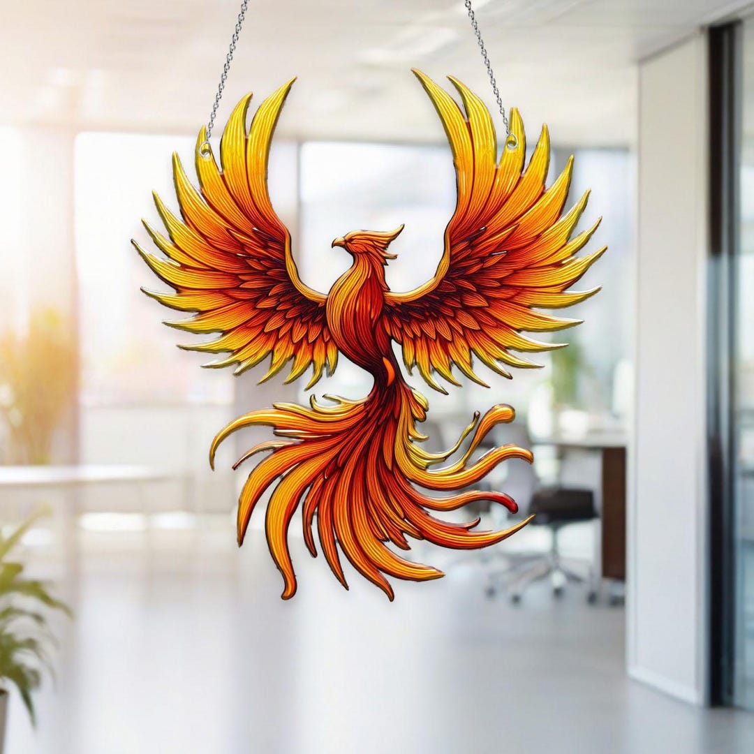 Phoenix Acrylic Window Hanging, Home Decor - Etsy