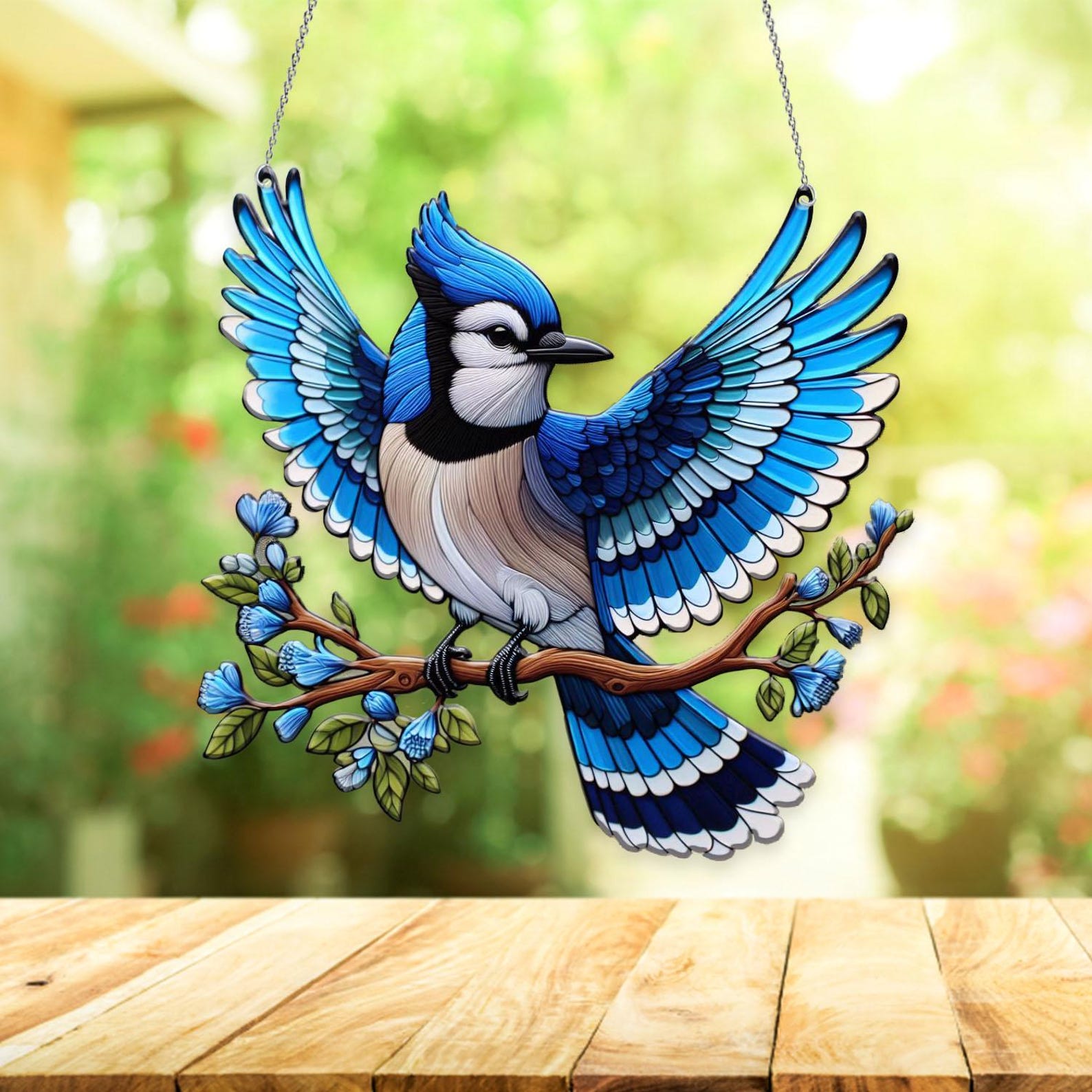 Blue Jay Acrylic Window Haning, Blue Jay Window Decor, Bird Home Decor ...