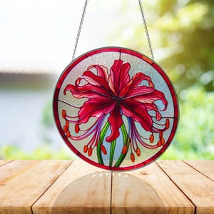 Red Spider Lily Stained Glass Acrylic Winodw Hangning, Red Spider Lily ...