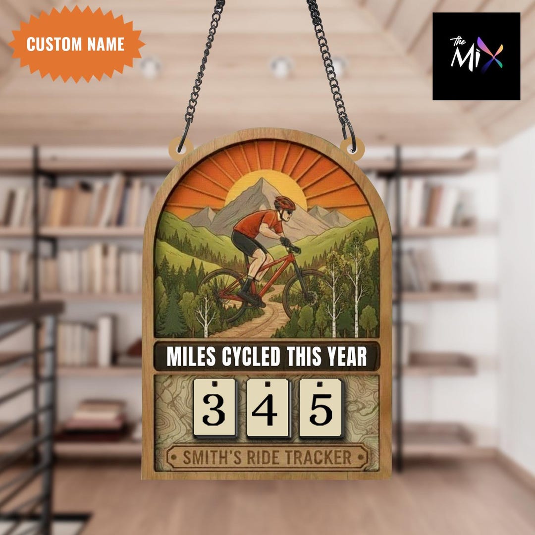 Personalized Cycling Miles Tracker Sign, Custom Bike Ride Counter ...
