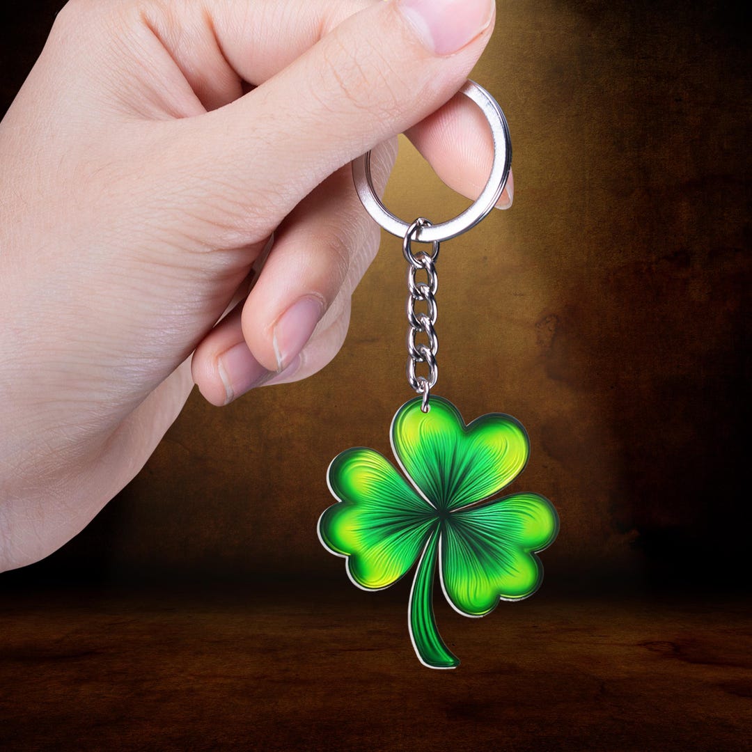 Acrylic Four Leaf Clover Keychain, Lucky Shamrock Charm - Etsy