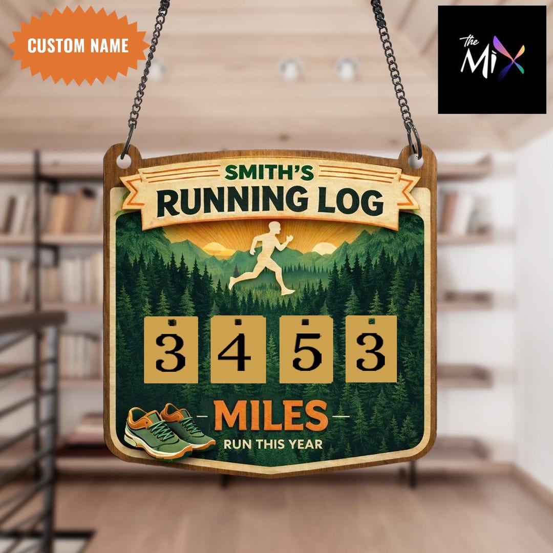 Personalized Running Log Sign, Custom Miles Tracker, Runner Gift ...