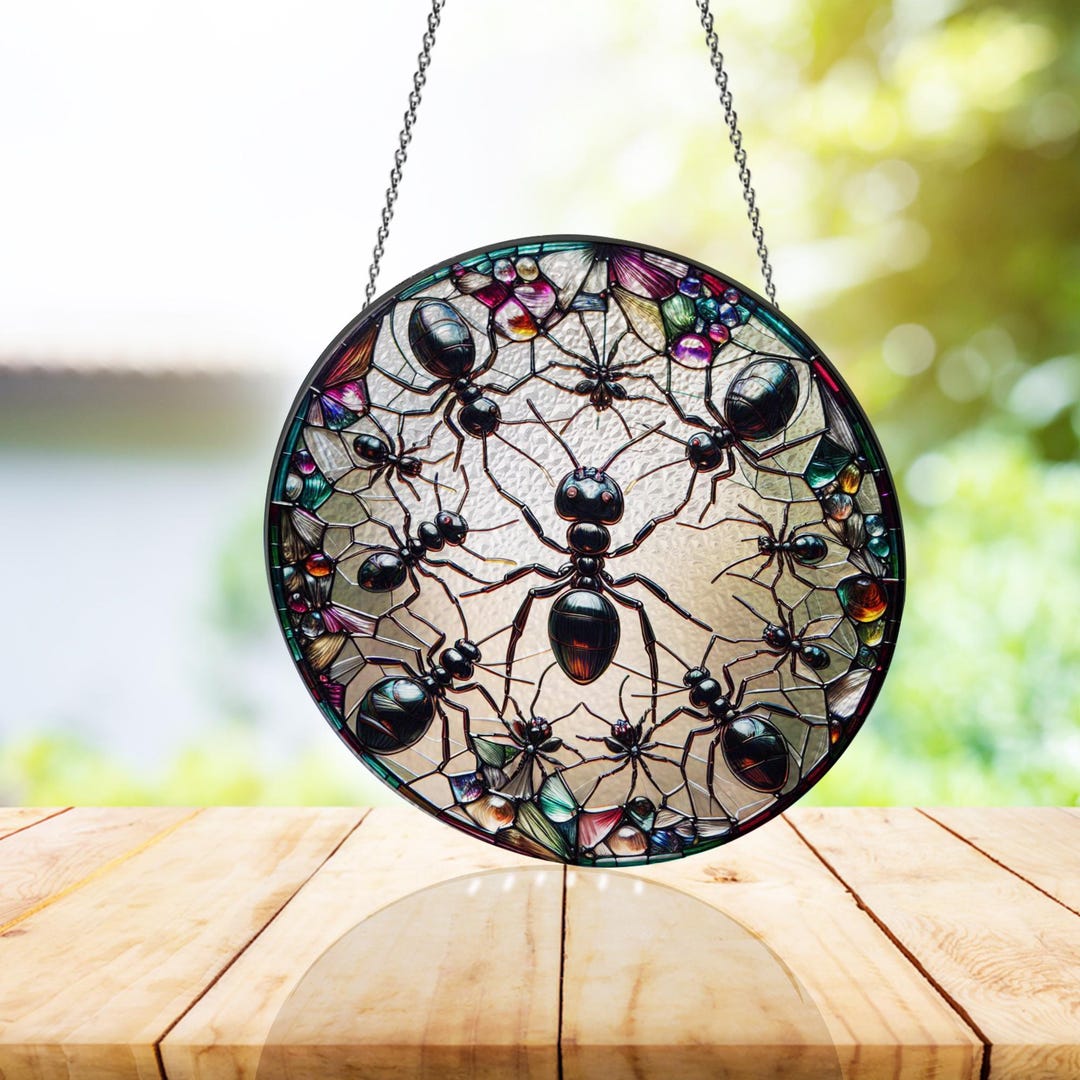 Ant Colony Stained Glass Acrylic Window Hanging, Ant Suncatcher, Gift ...