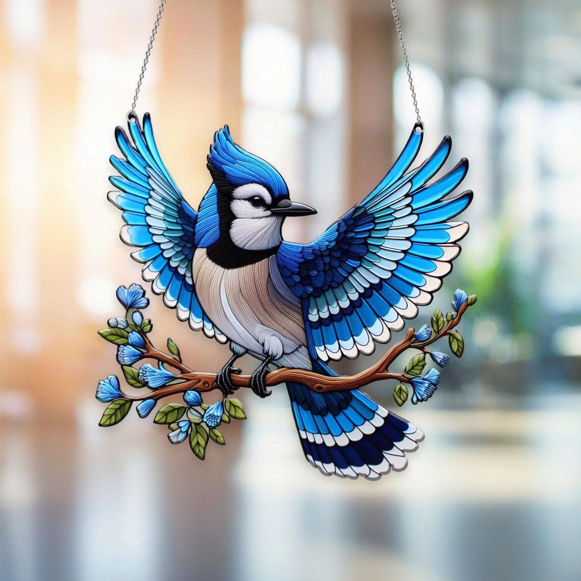 Blue Jay Acrylic Window Hanging, Bird Home Decor - Etsy