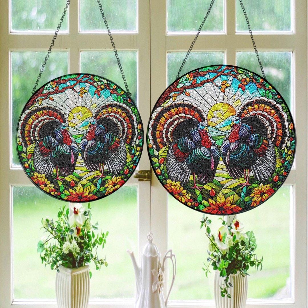 Turkey Stained Glass Acrylic Window Hanging, Turkey Suncatcher ...